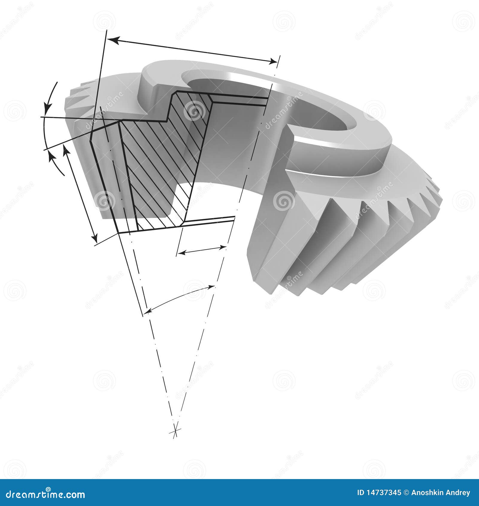 Gear in the Section and Drawing #2 Stock Illustration - Illustration of ...