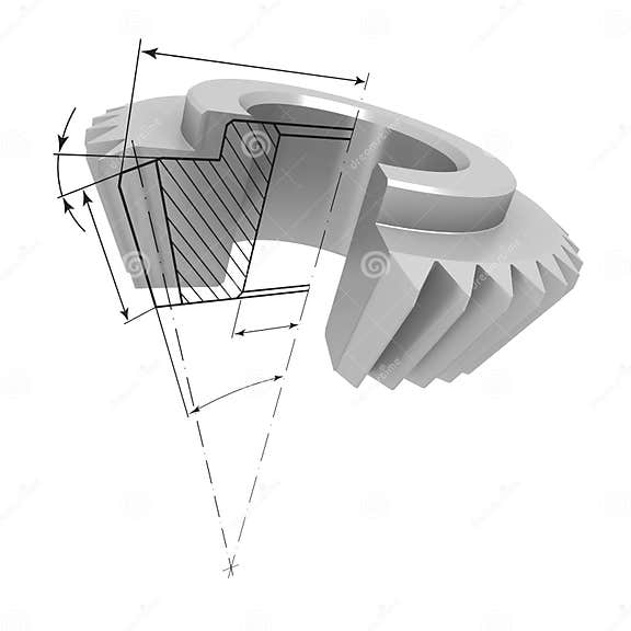 Gear in the Section and Drawing #2 Stock Illustration - Illustration of ...