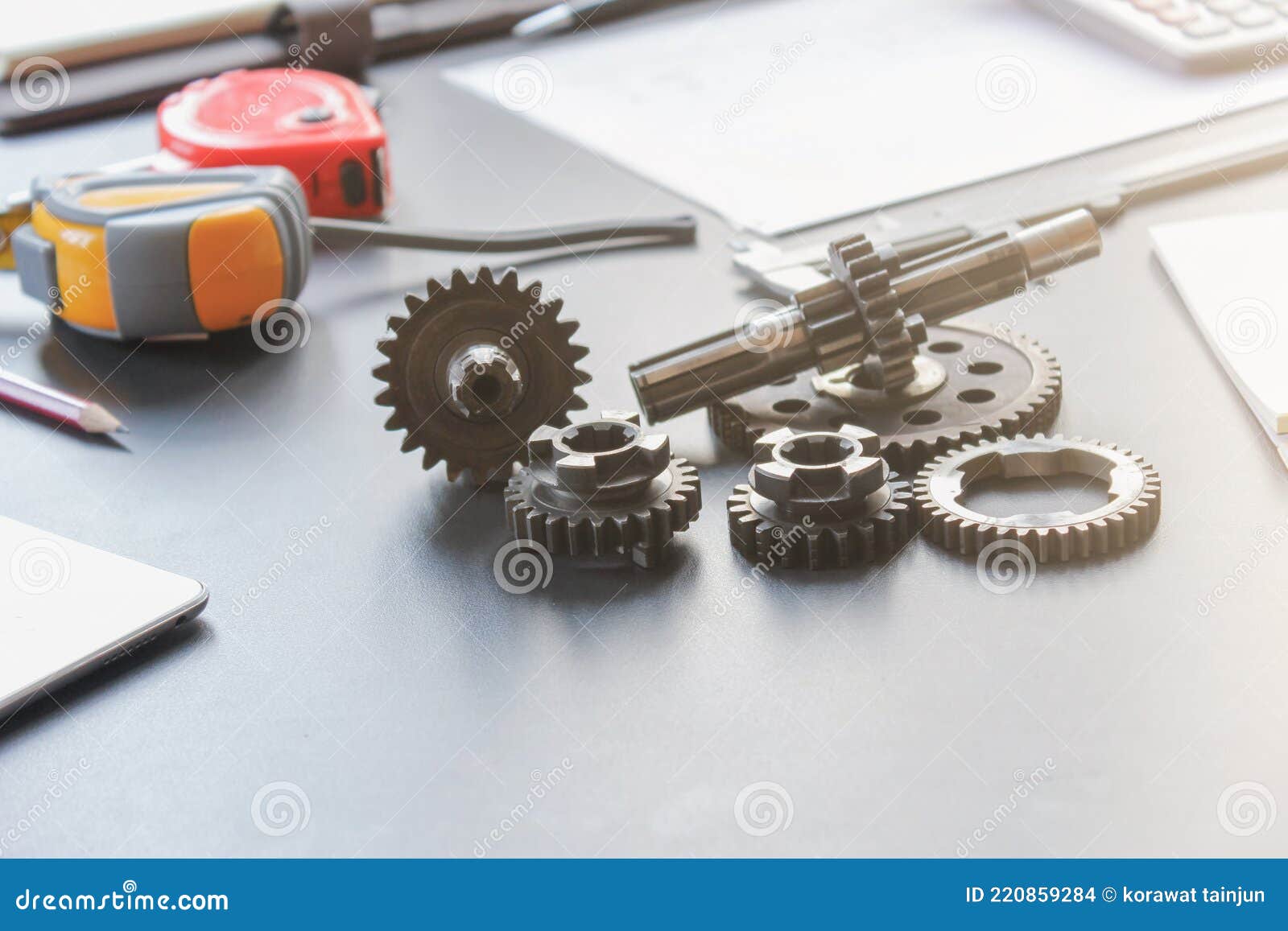 The Gear Set is Placed on the Workbench of a Team of Factory Mechanical Engineers To Study and ...