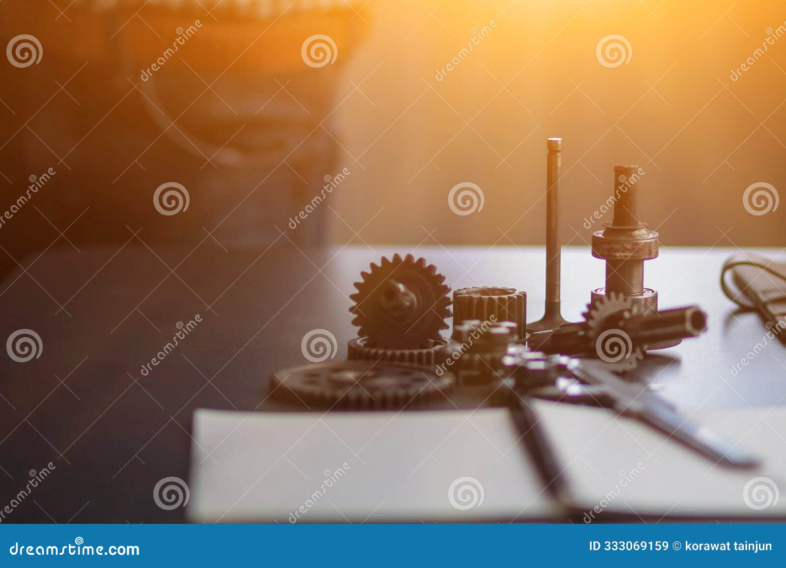 The Gear Set is Placed on the Workbench of a Team of Factory Mechanical Engineers To Study and ...
