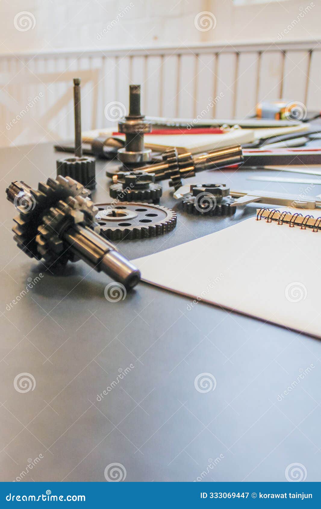The Gear Set is Placed on the Workbench of a Team of Factory Mechanical ...