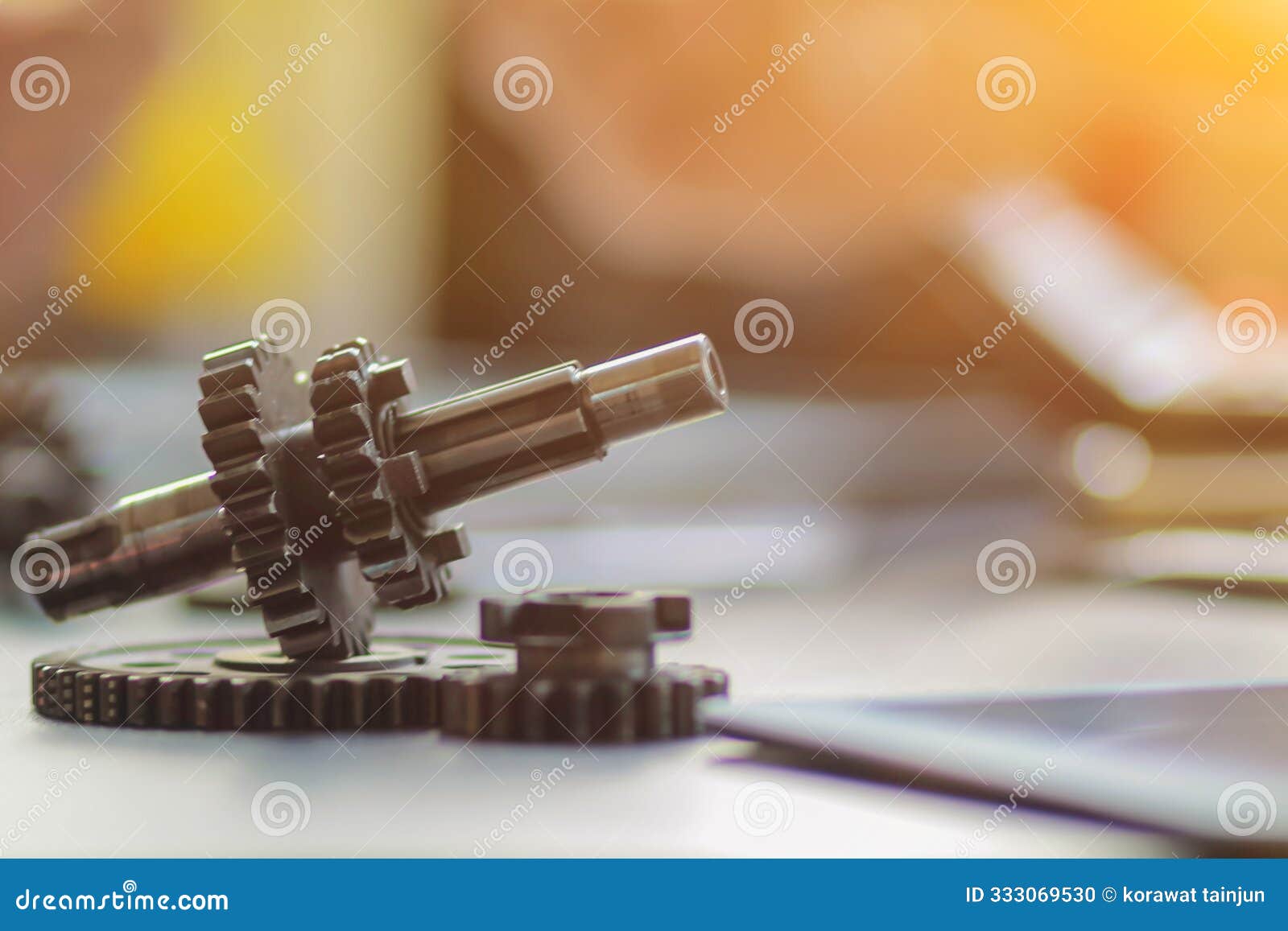 The Gear Set is Placed on the Workbench of a Team of Factory Mechanical ...