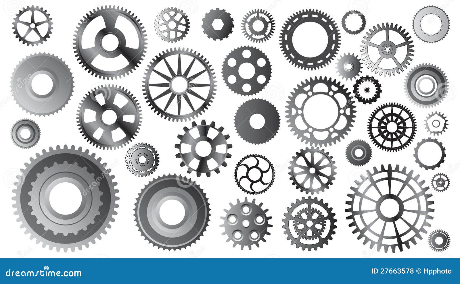 Gear sets on white stock vector. Illustration of wheel - 27663578