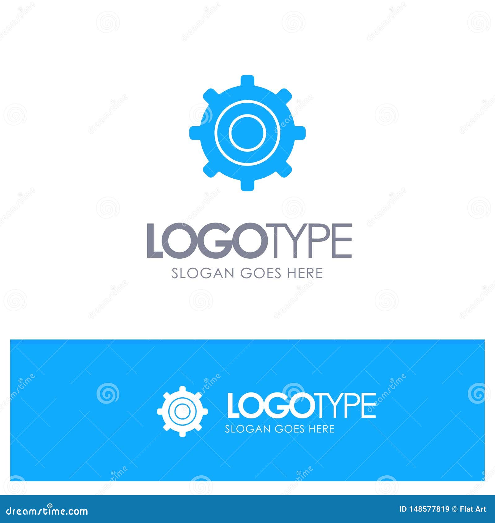 Gear, Setting, Cogs Blue Solid Logo with Place for Tagline Stock Vector ...