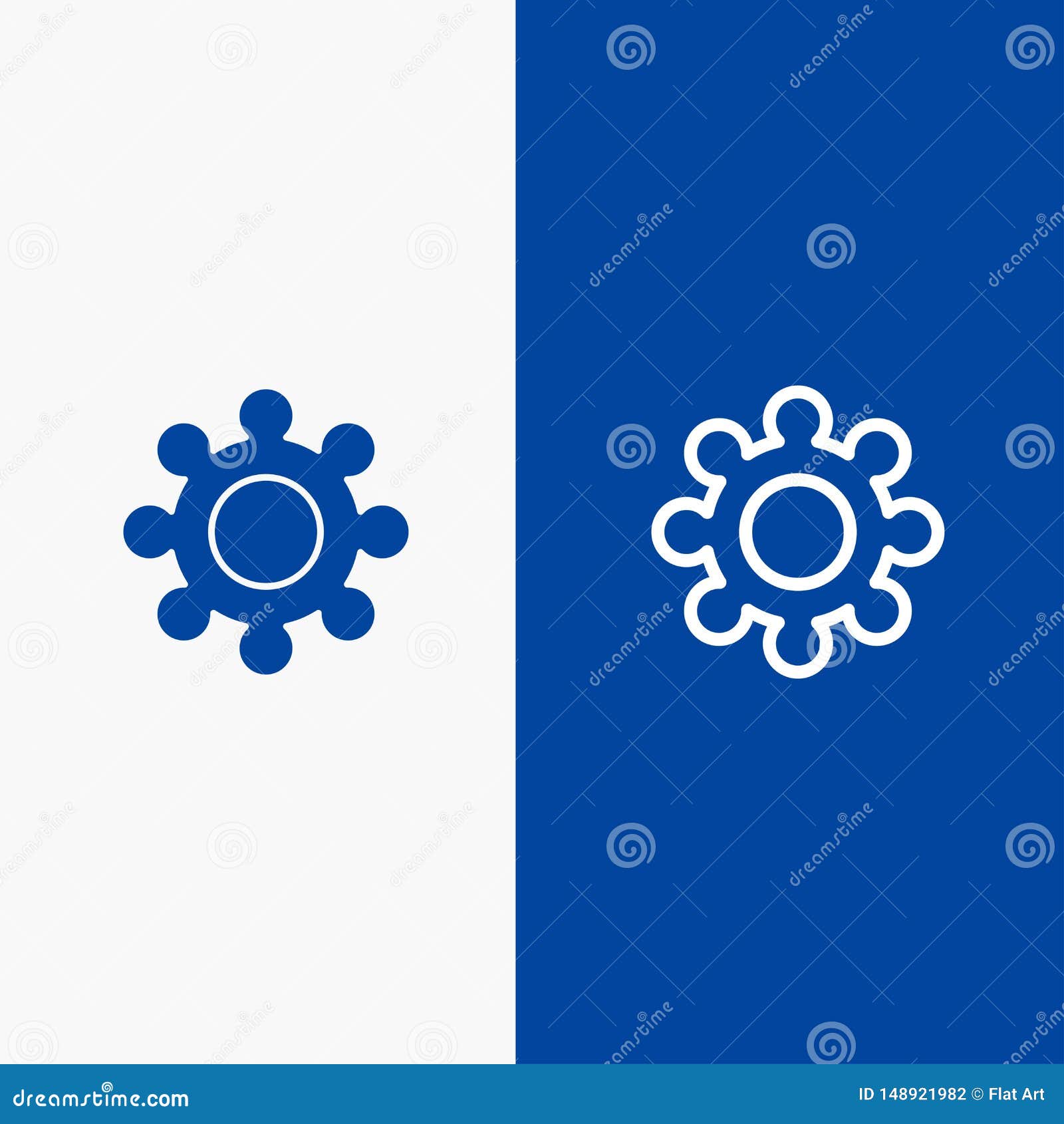 Gear, Setting, Cogs Line and Glyph Solid Icon Blue Banner Line and ...