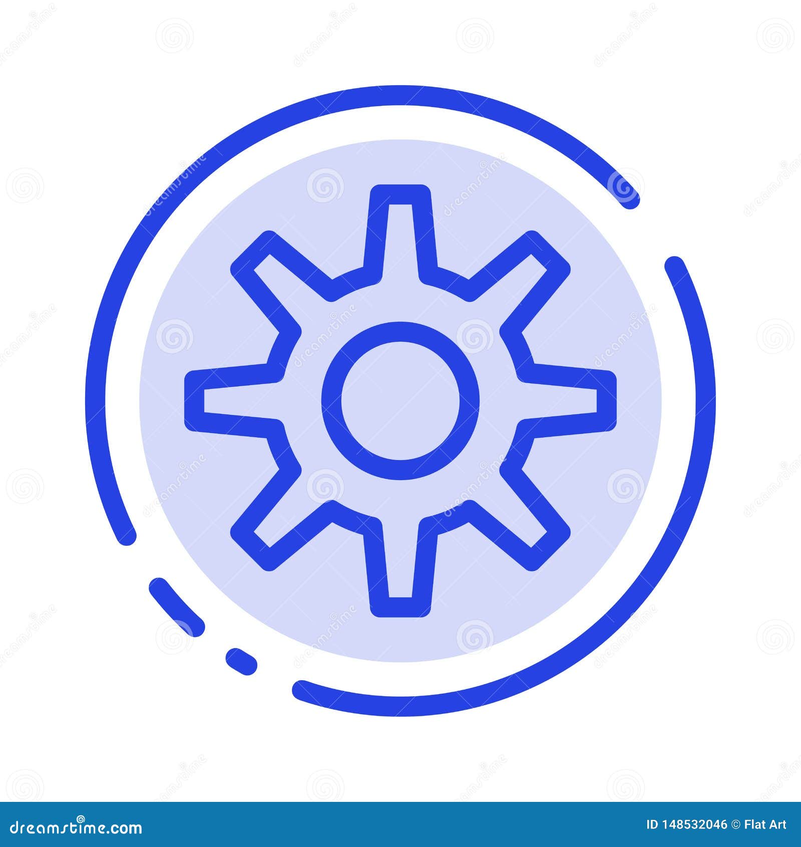 Gear, Setting, Wheel Blue Dotted Line Line Icon Stock Vector ...