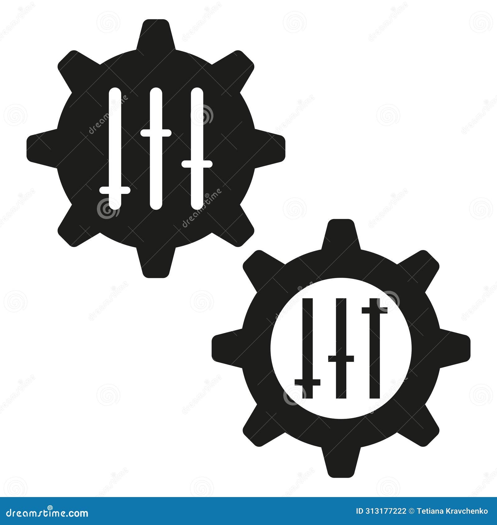 Gear Settings Icons. Configuration Control Symbols. Vector Illustration ...