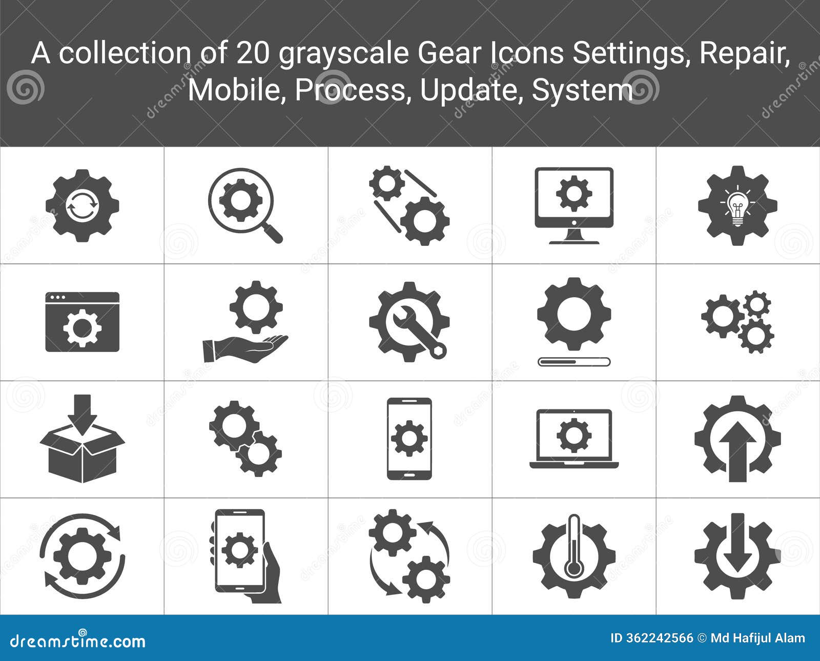 Gear, Settings, Mobile, Computer, Repair, Process, Update Icons Set ...