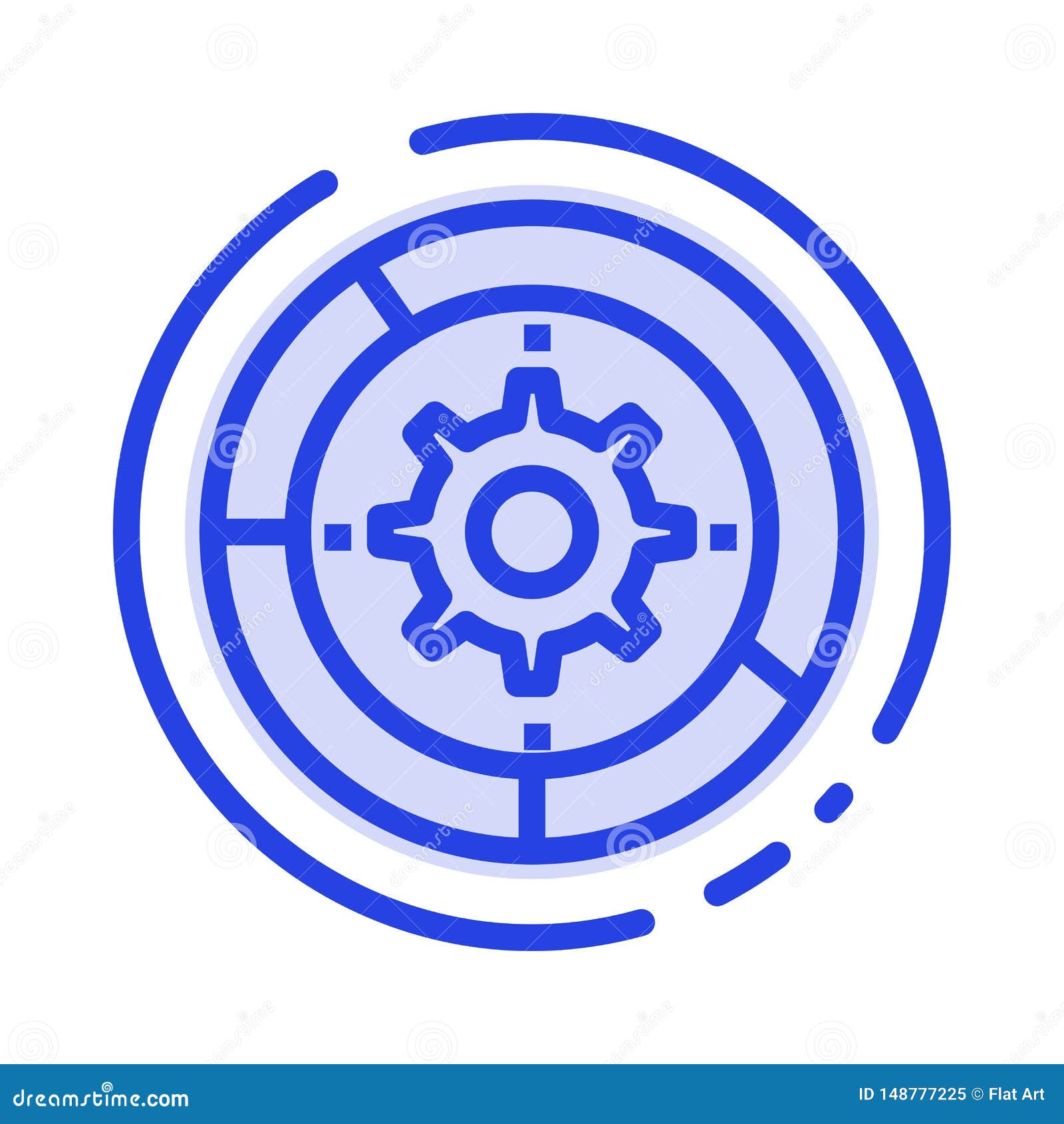 Gear, Settings, Setup, Engine, Process Blue Dotted Line Line Icon Stock ...