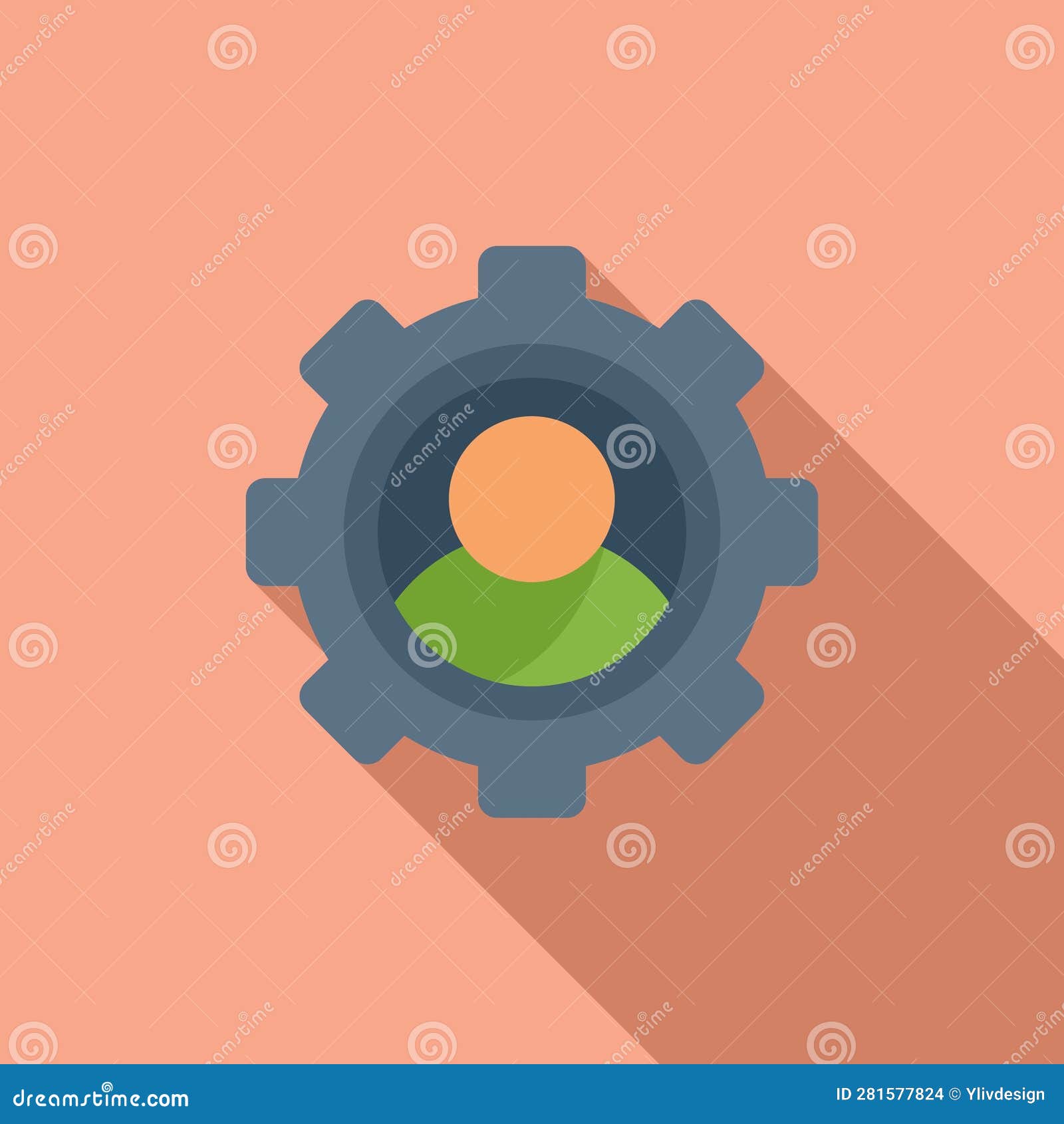 Gear Setup Icon Flat Vector. Digital Person Stock Vector - Illustration ...