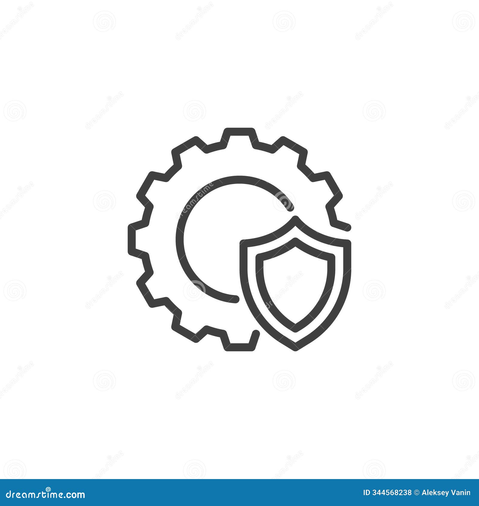 Gear with Shield line icon stock illustration. Illustration of system ...