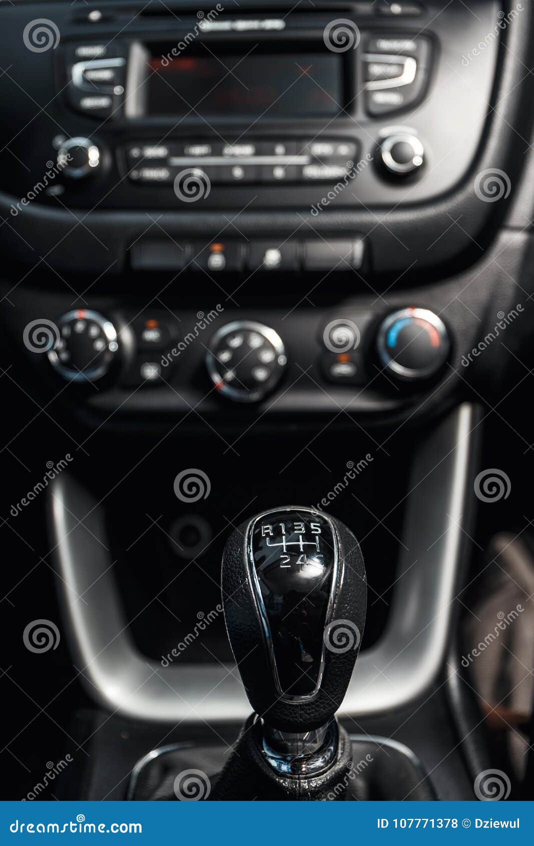 Gear Shift in the Car and Central Console in the Background Stock Photo ...