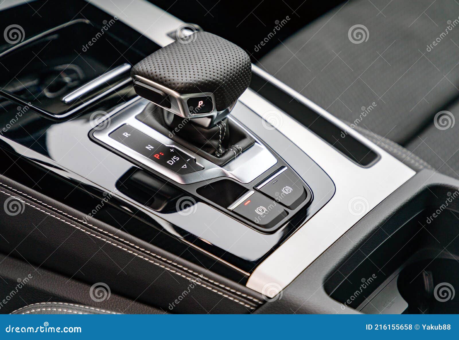 Gear shift in a car stock photo. Image of close, black - 216155658