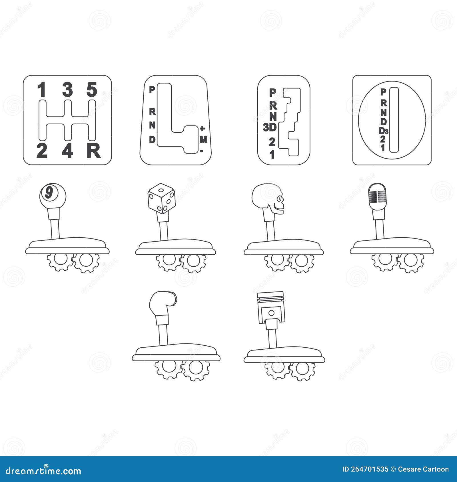 Gear shift icon set stock vector. Illustration of flat - 264701535