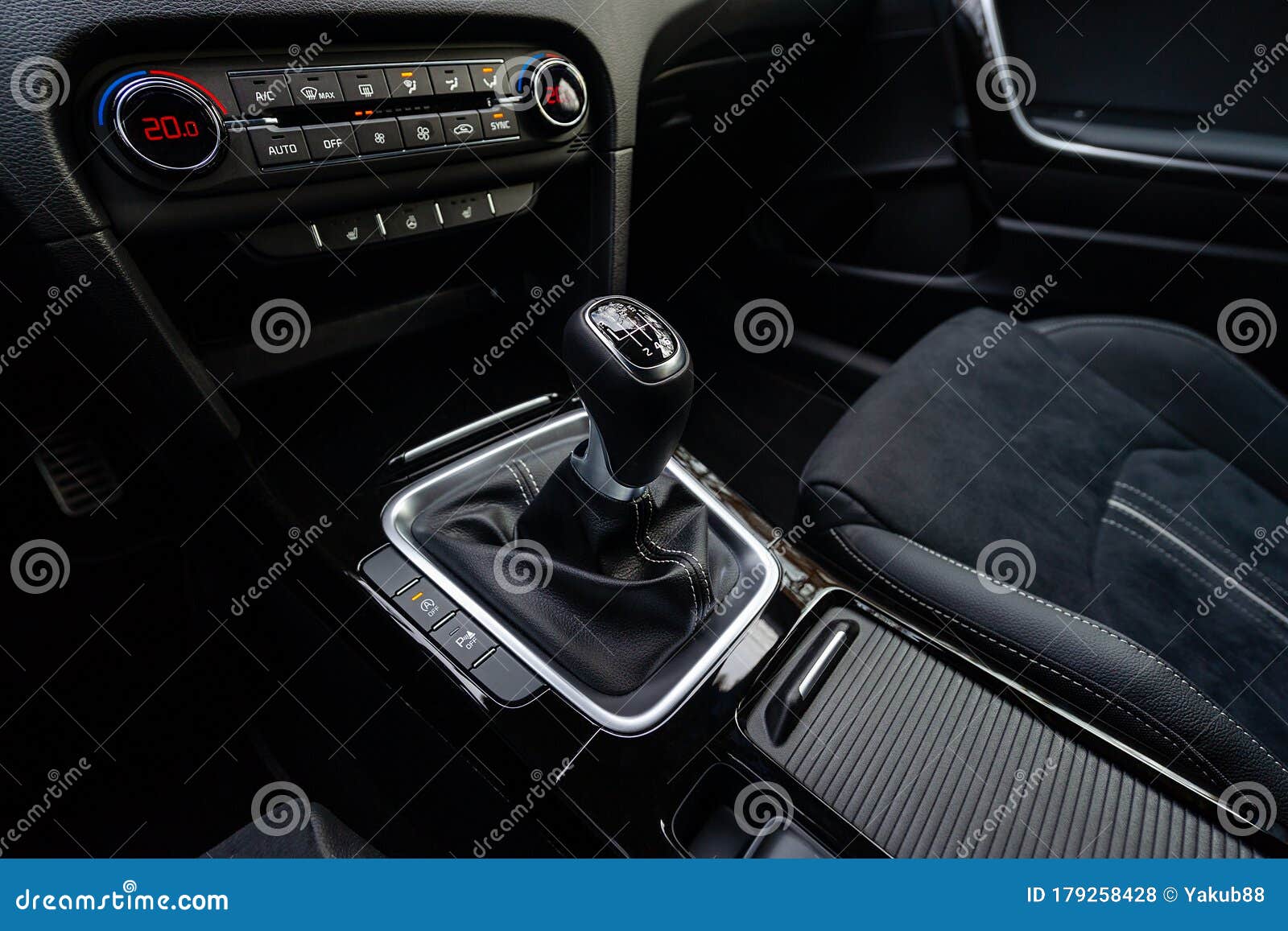 Gear shift in a car stock photo. Image of panel, modern - 179258428