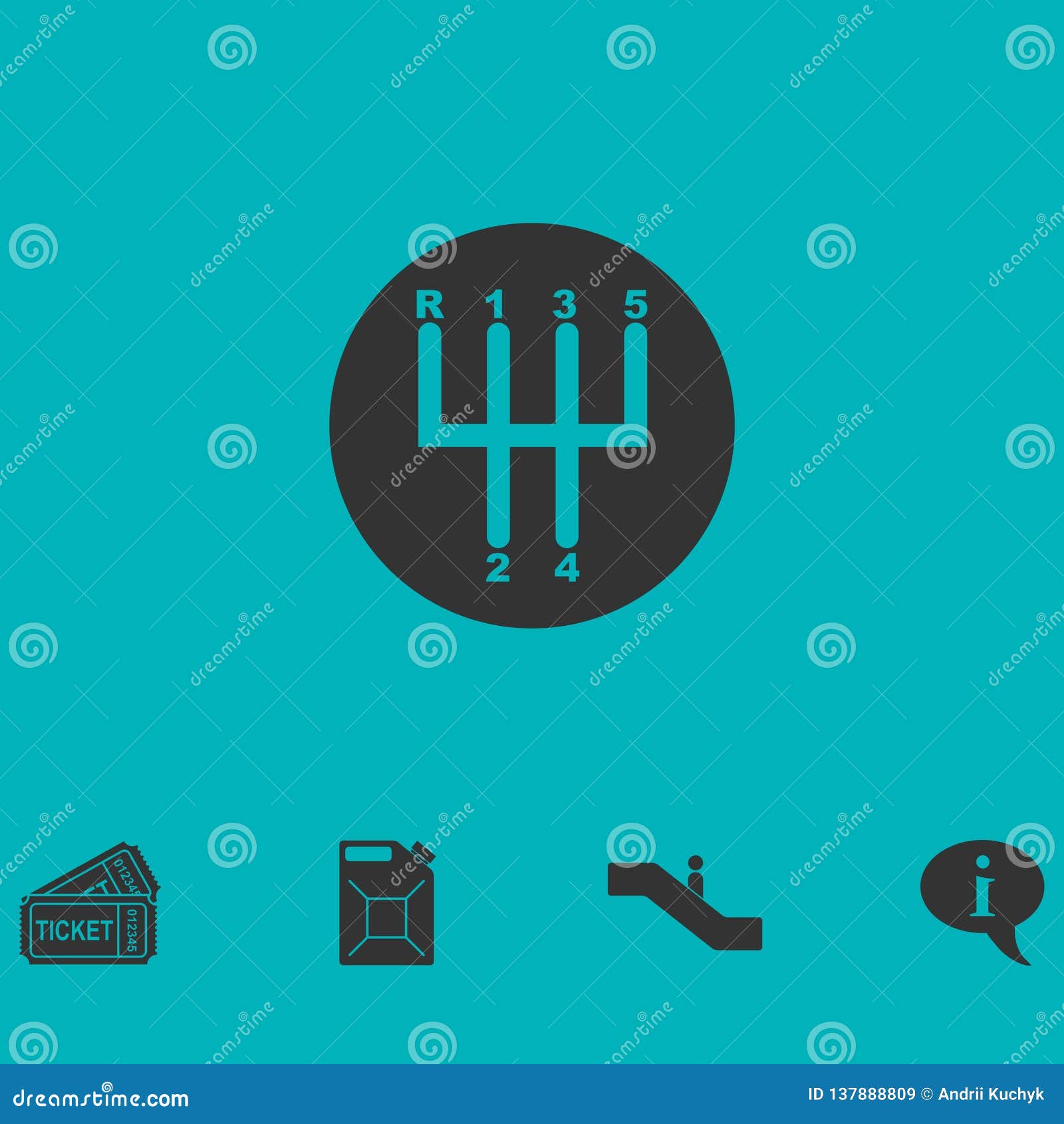 Gear shifter icon flat stock vector. Illustration of modern - 137888809