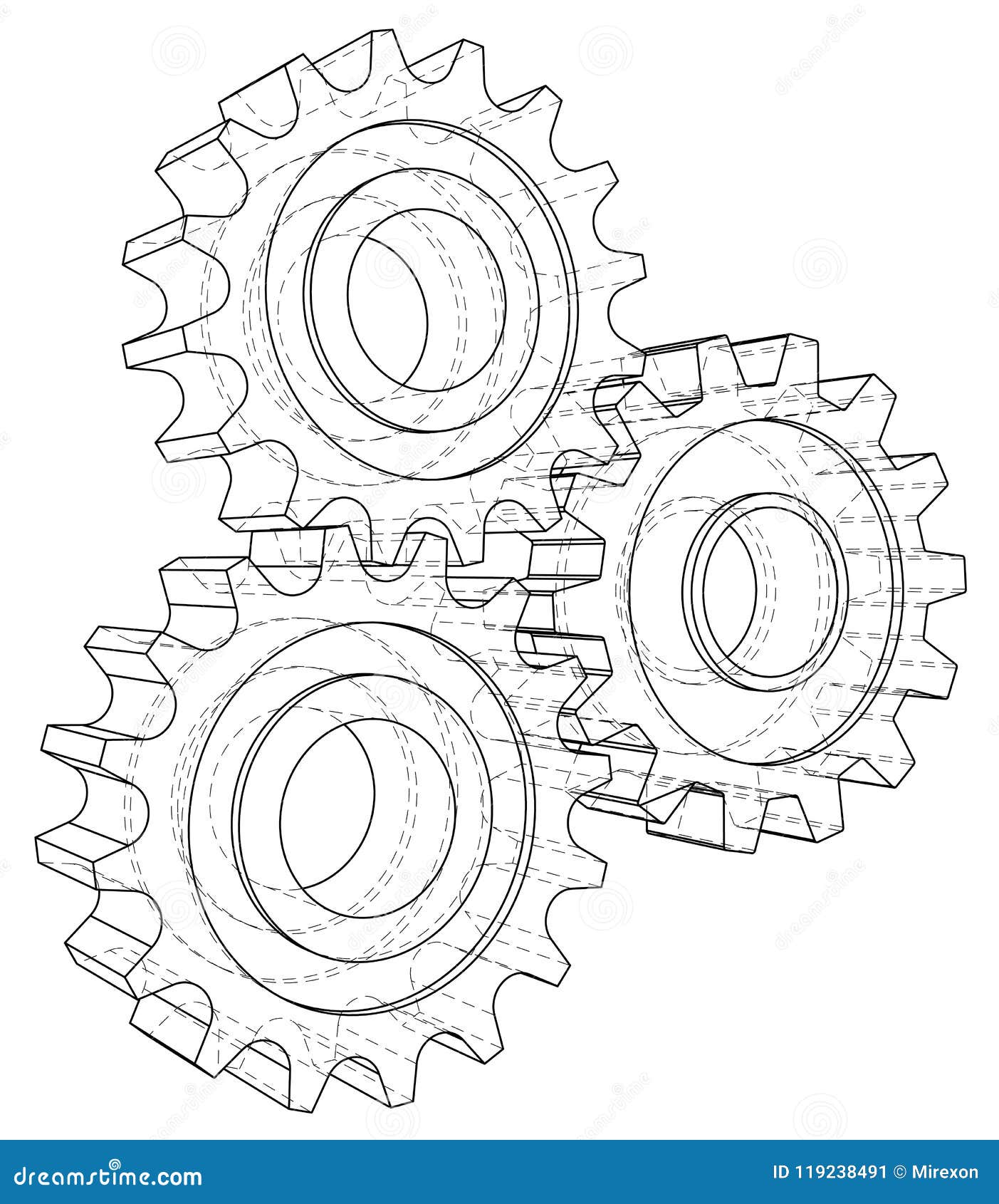 Gear Sketch. Vector Rendering of 3d Stock Vector - Illustration of ...