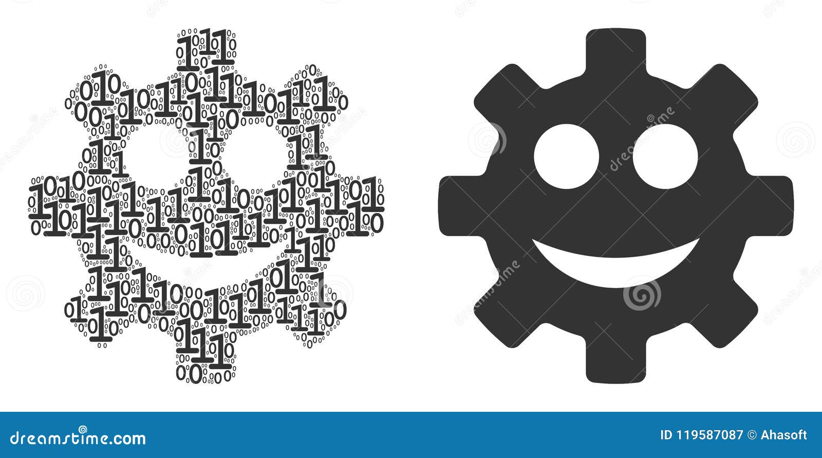 Gear Smile Smiley Collage of Binary Digits Stock Vector - Illustration ...