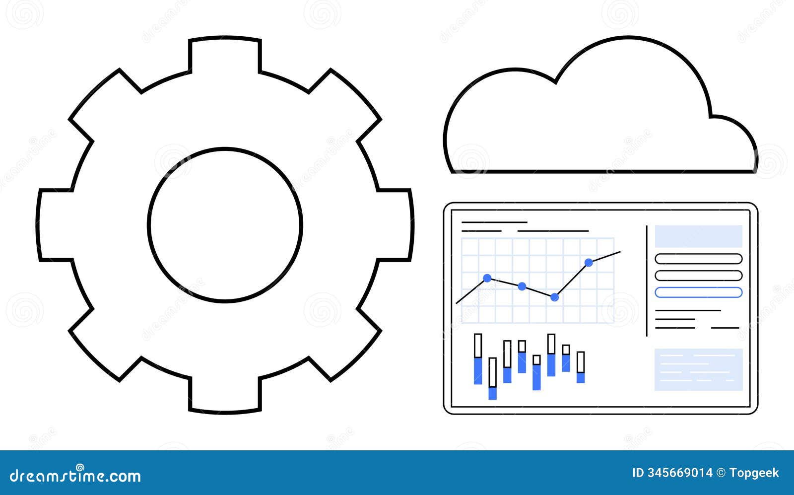 Data Analytics Visualization with Gear, Cloud, and Performance Charts for Cloud Computing and ...