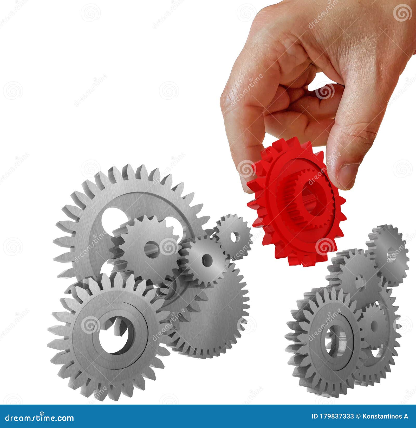 Gear System Connection Background on Red - 3d Rendering Stock ...