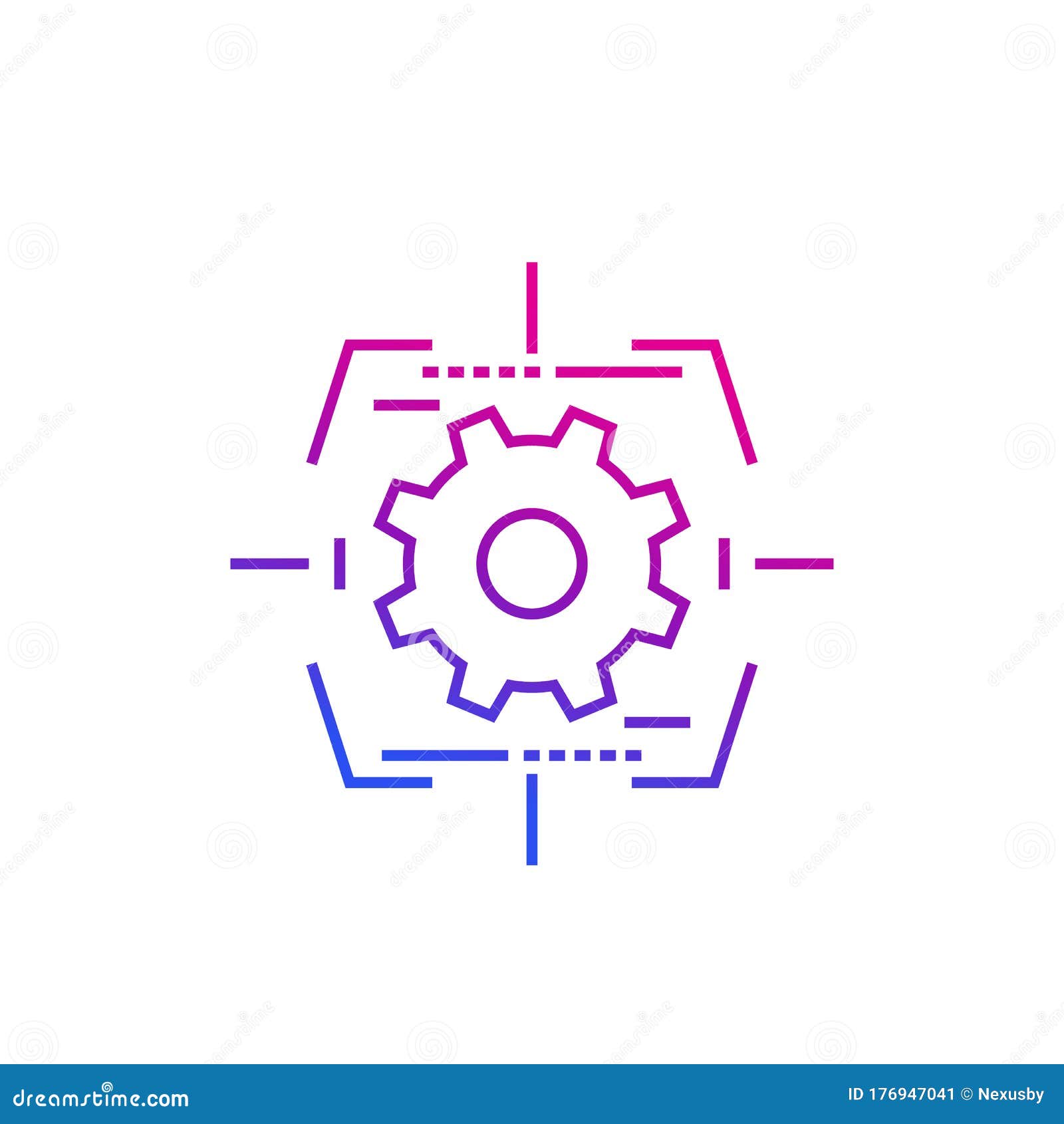 Gear and Target, Vector Line Icon Stock Illustration - Illustration of ...