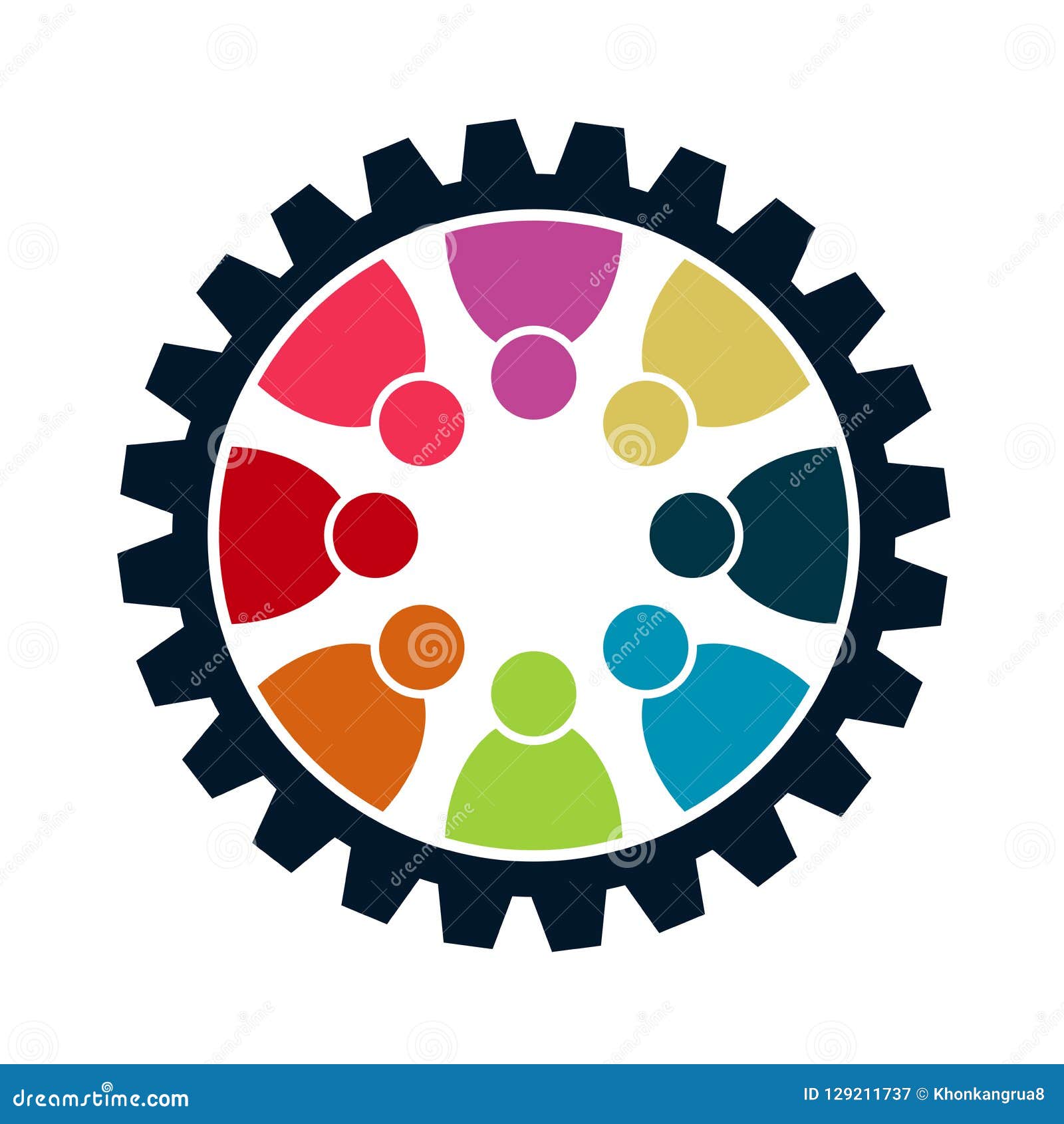 Gear Teamwork Meeting Concept.Eight People in the Circle.logo Team Work ...