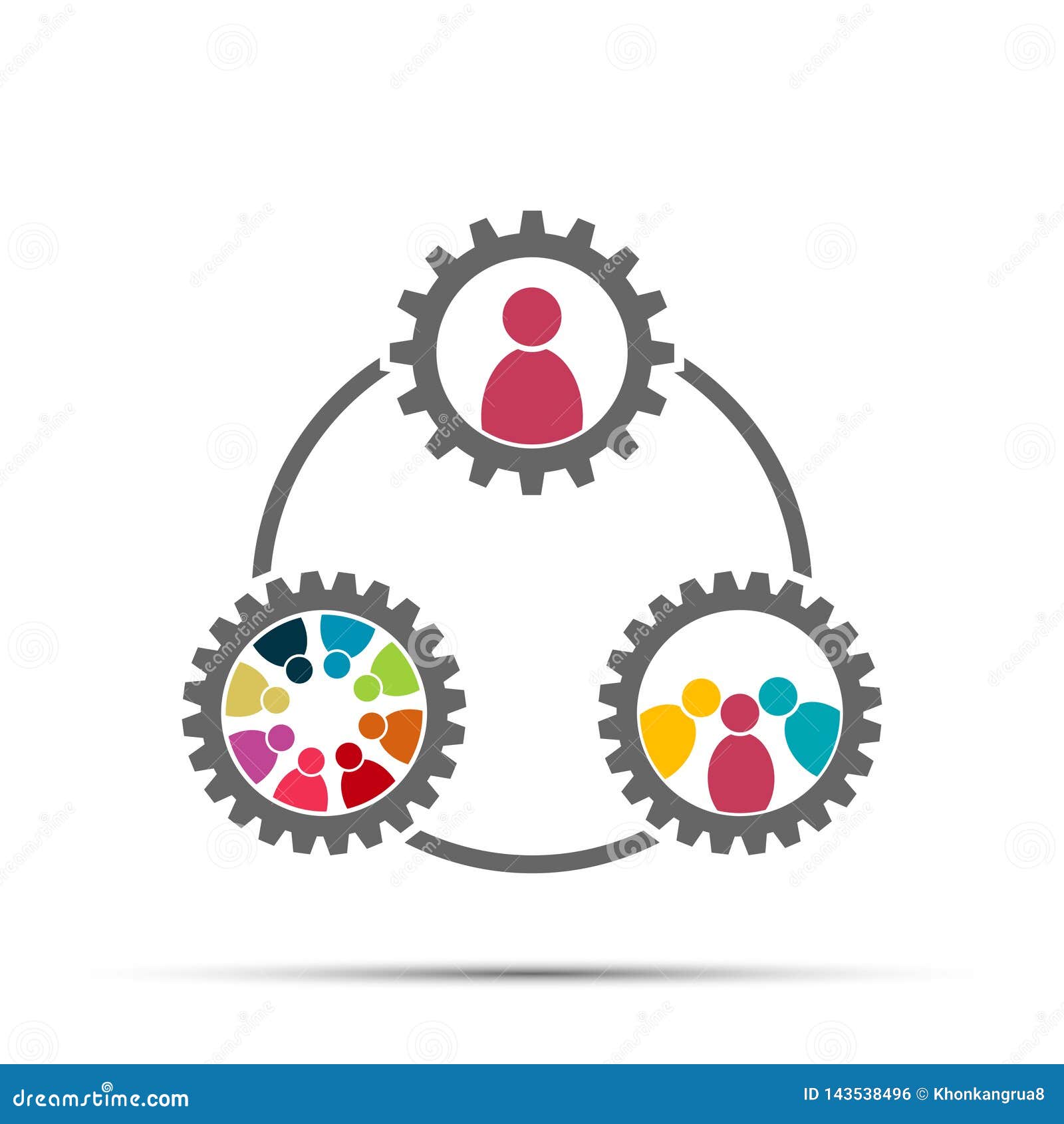 Gear Teamwork Icon Color Outline Vector | CartoonDealer.com #230044706