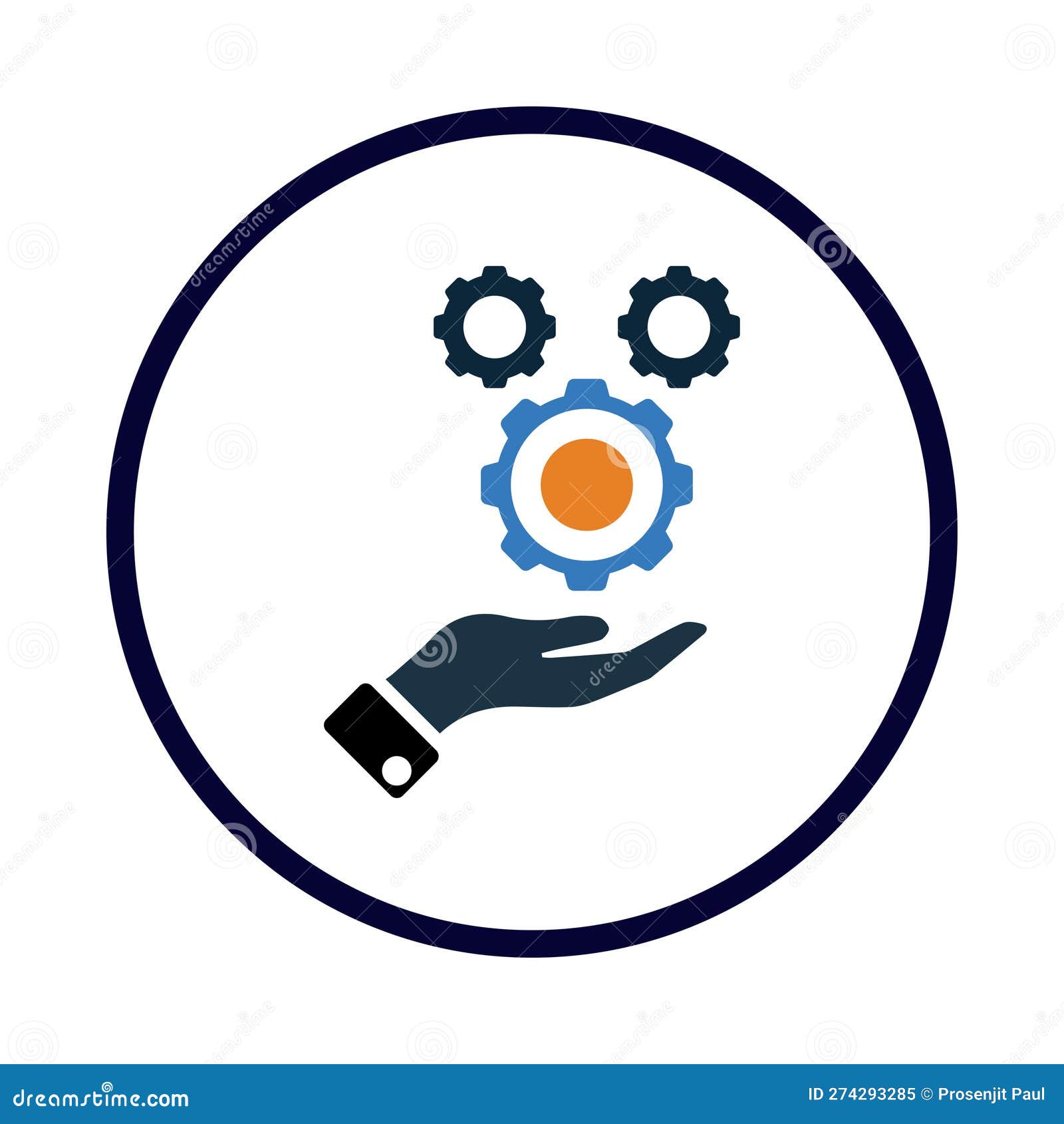Gear, Technology, Hand, Technology on Hand Icon Stock Vector ...