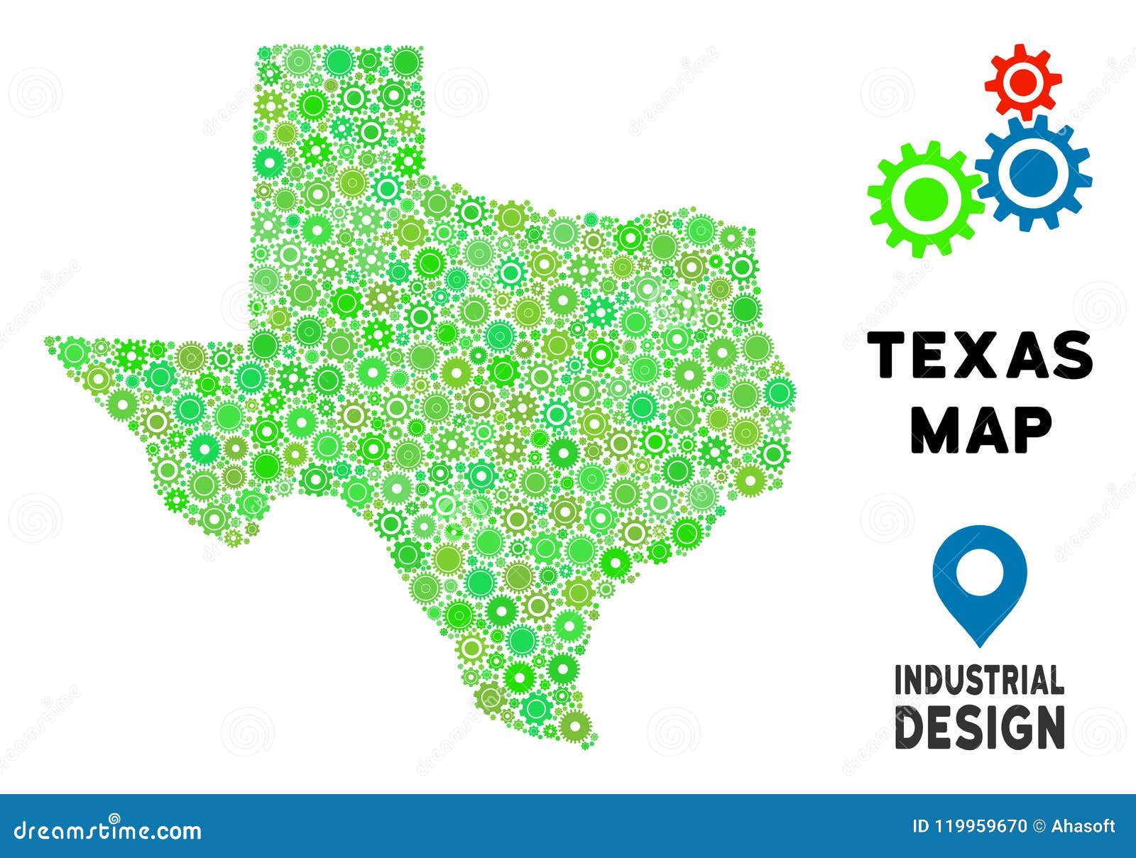 Gears Texas Map Collage stock vector. Illustration of composition ...