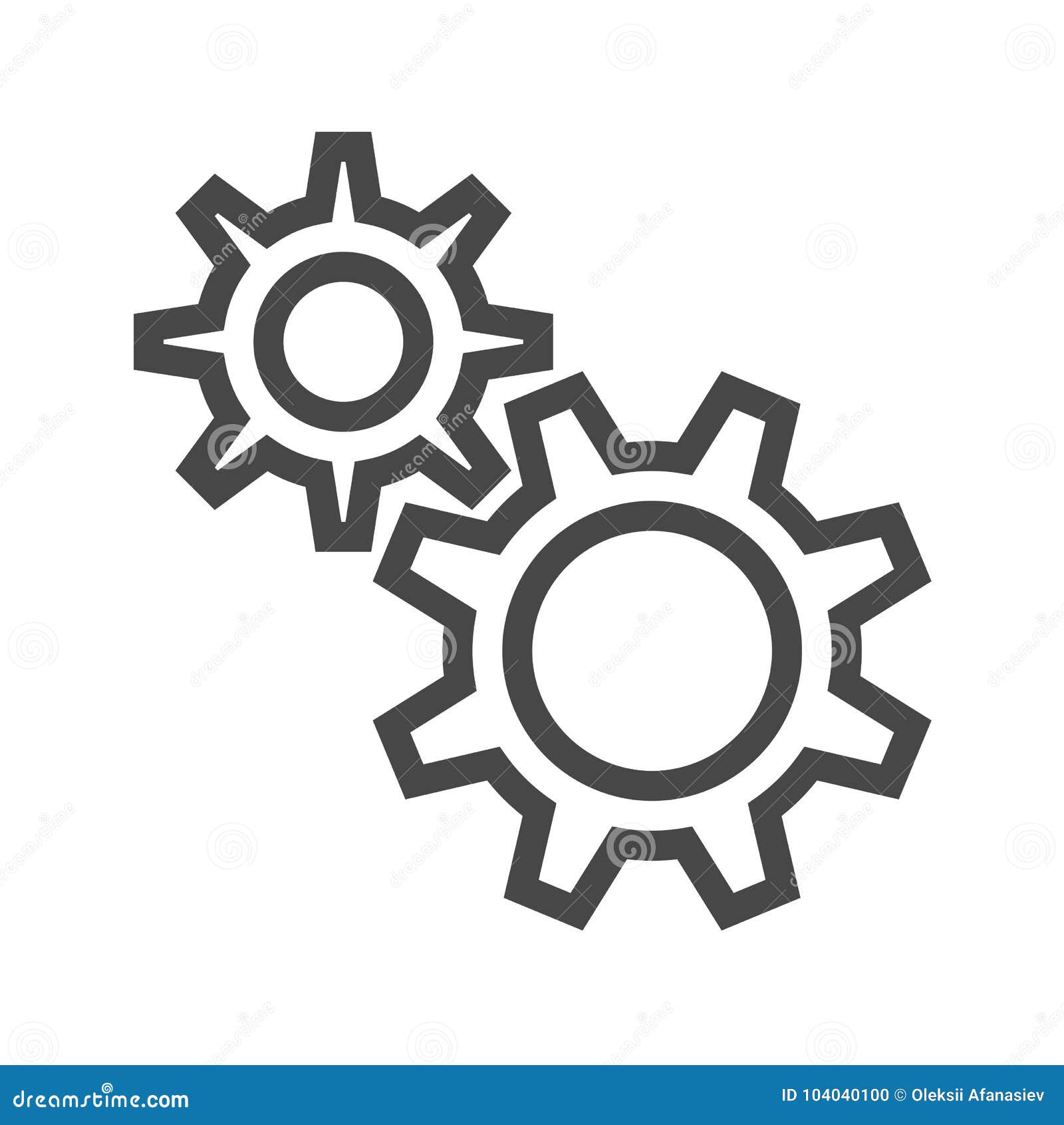 Gear Thin Line Icons, Config Settings Symbols, Gears Signs Cartoon ...
