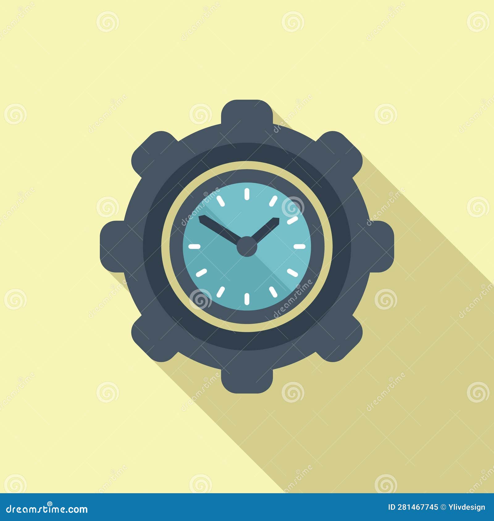 Gear Time Icon Flat Vector. Clock Project Stock Vector - Illustration ...