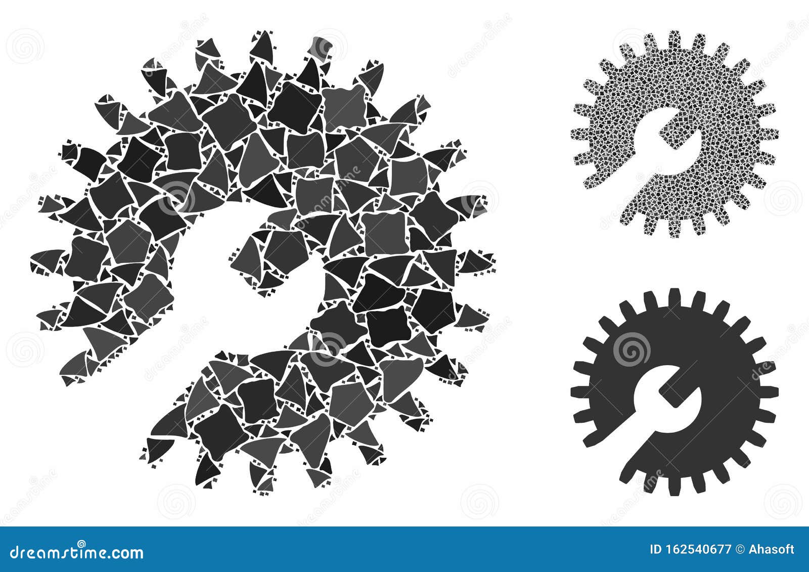 Gear Tools Composition Icon of Humpy Pieces Stock Vector - Illustration ...