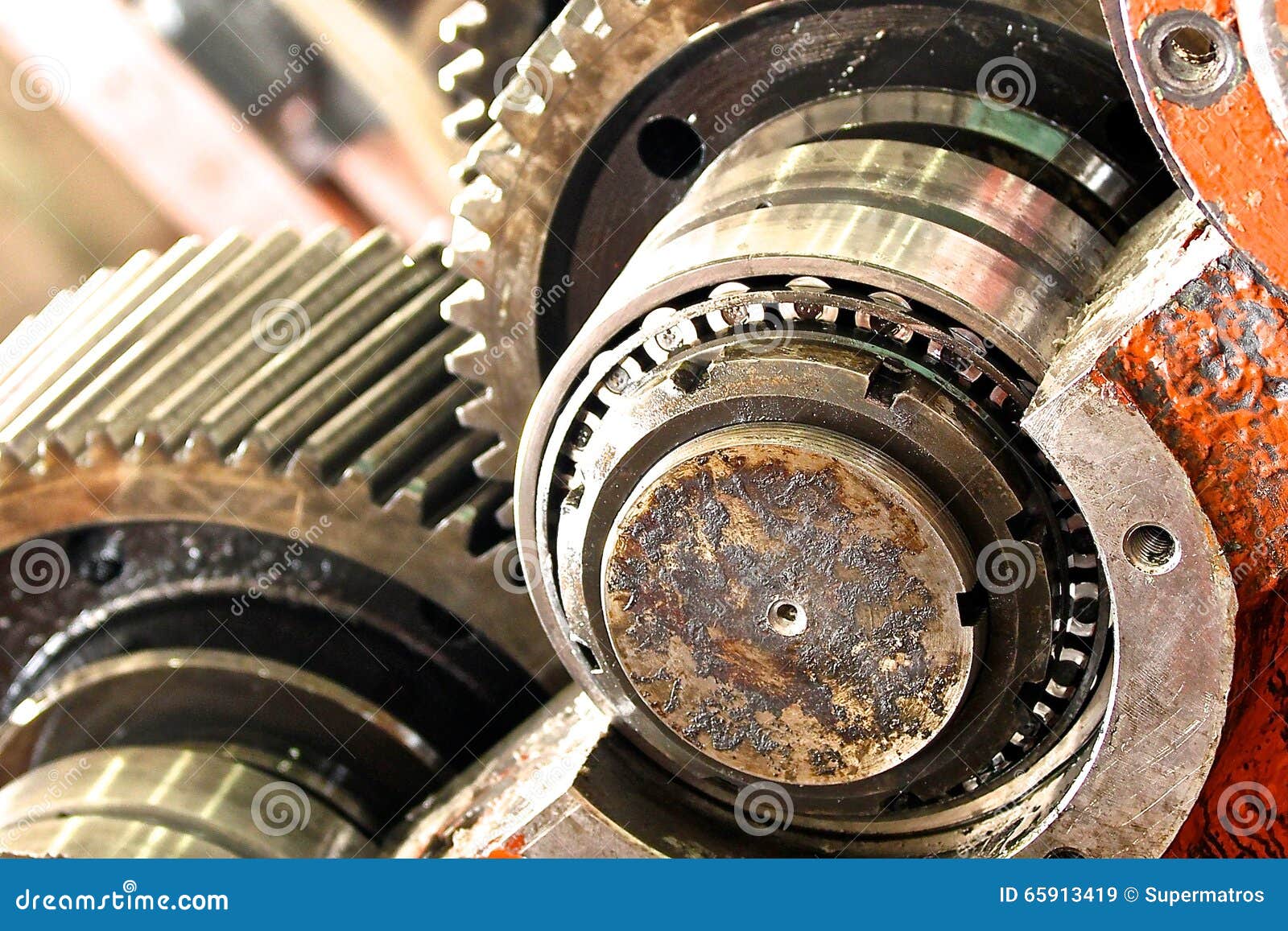 The gear train in the gear stock image. Image of steel - 65913419