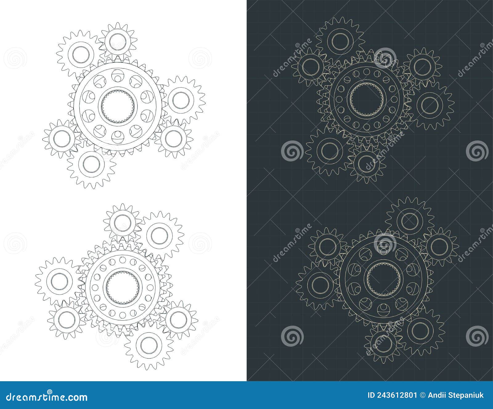 Gear Transmission Blueprints Stock Vector - Illustration of gear ...