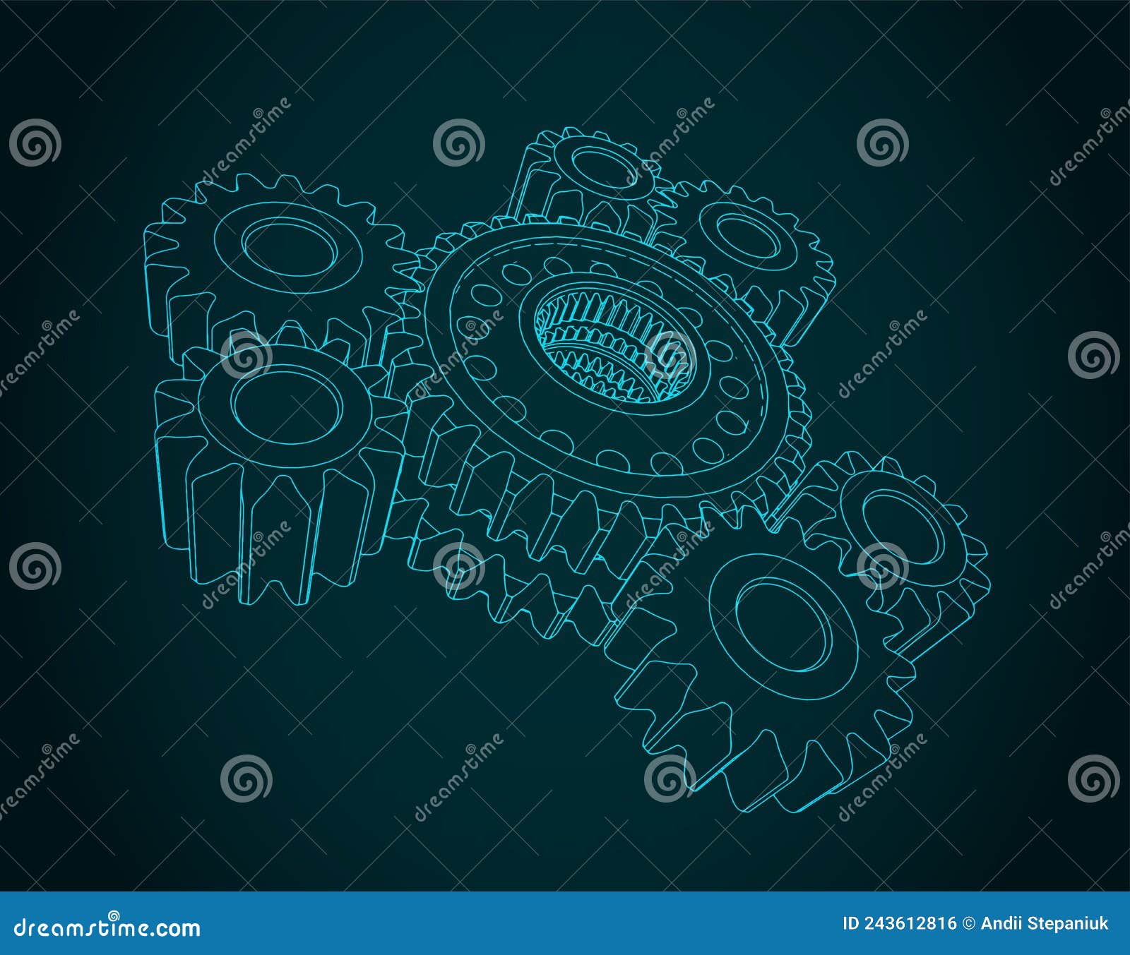 Gear Transmission With Up And Down Speed. Gearbox Rotation. The ...