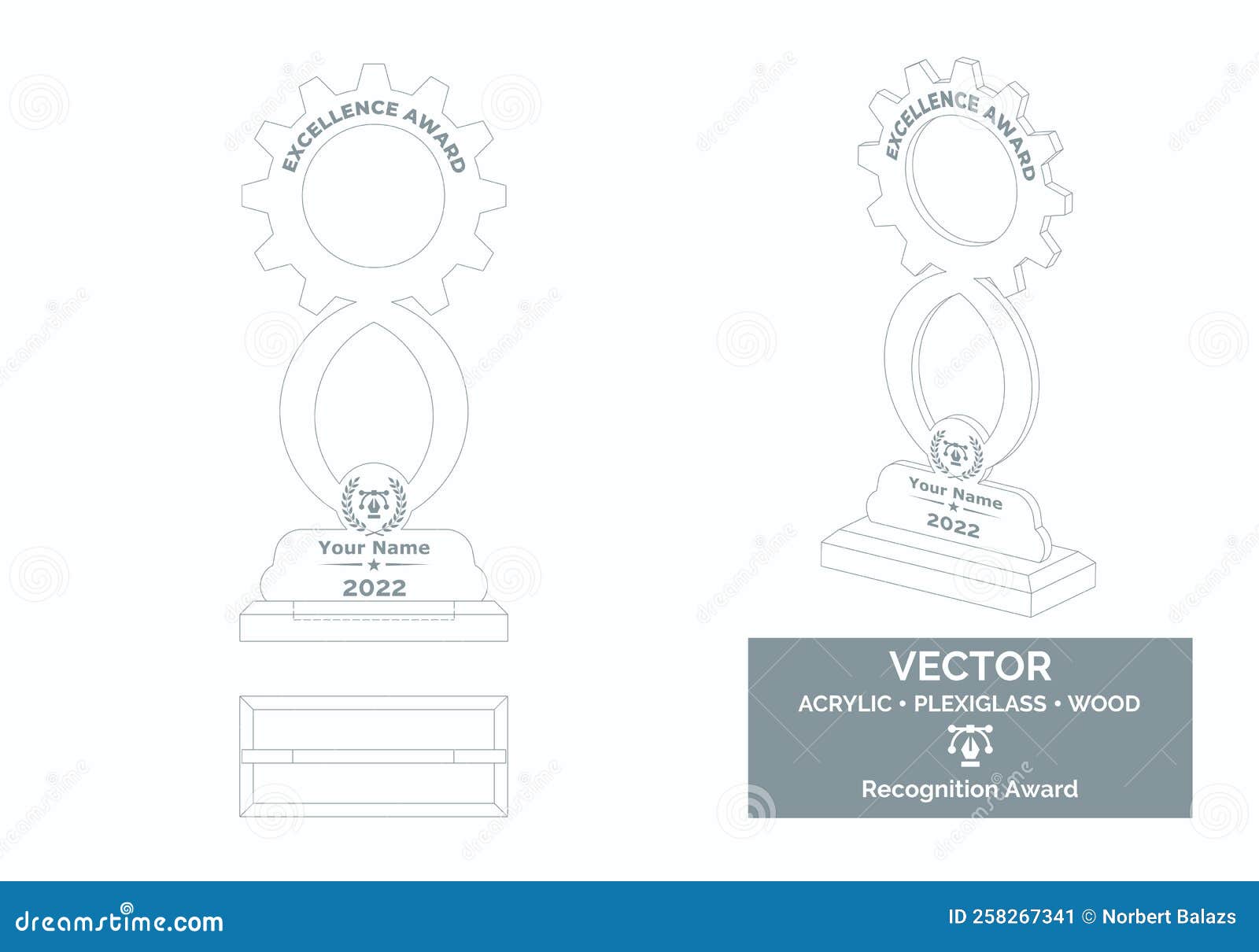 Gear Trophy Vector Template, Engineer Trophy Distinction Award. Stock ...