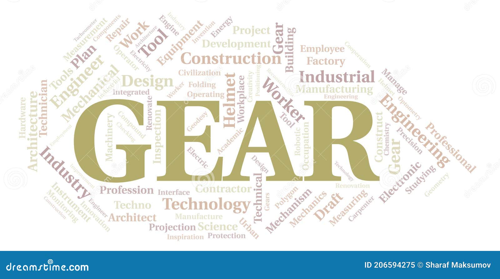 Gear Typography Word Cloud Create with the Text only Stock Illustration ...