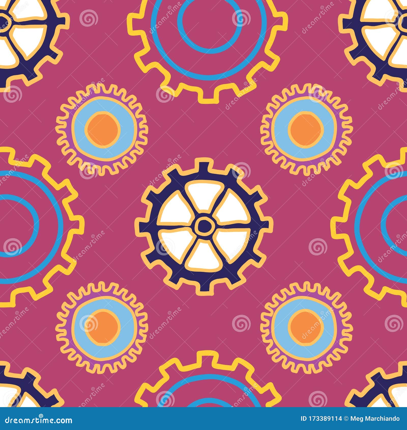 Gear Up, Graphic Repeat Vector of Cartoon Style Gears Seamless Repeat ...