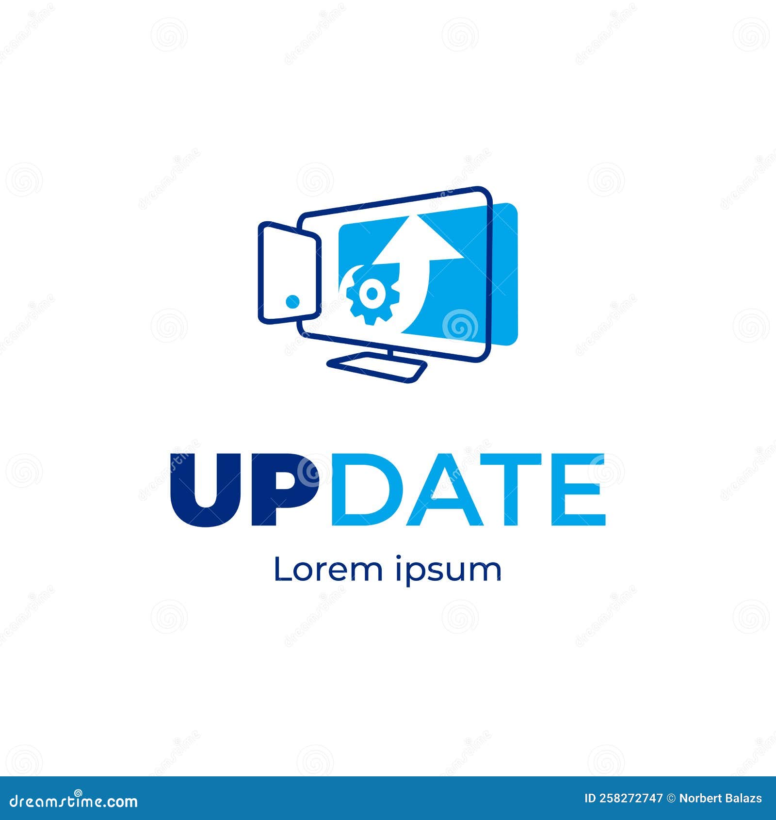 Update Logo Design. Smartphone and Computer Screen Vector Illustration ...