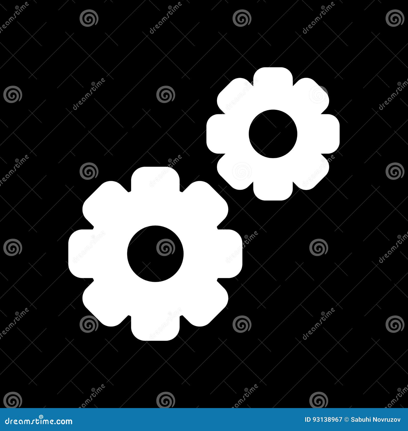Gear Vector Icon. Black and White Two Gears Illustration. Solid Linear ...