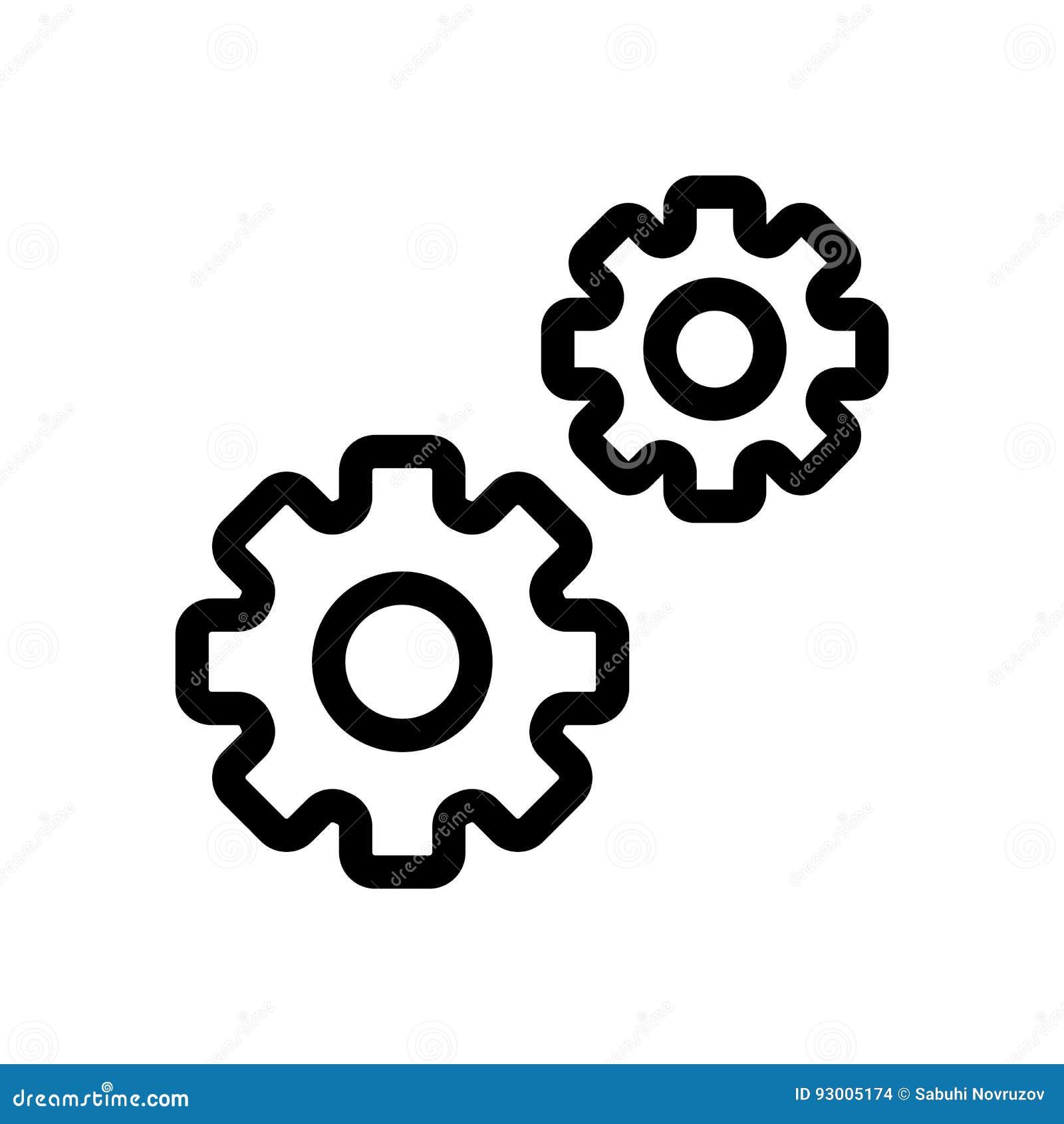 Gear Vector Icon. Two Gears Illustration. Outline Linear Icon Stock ...