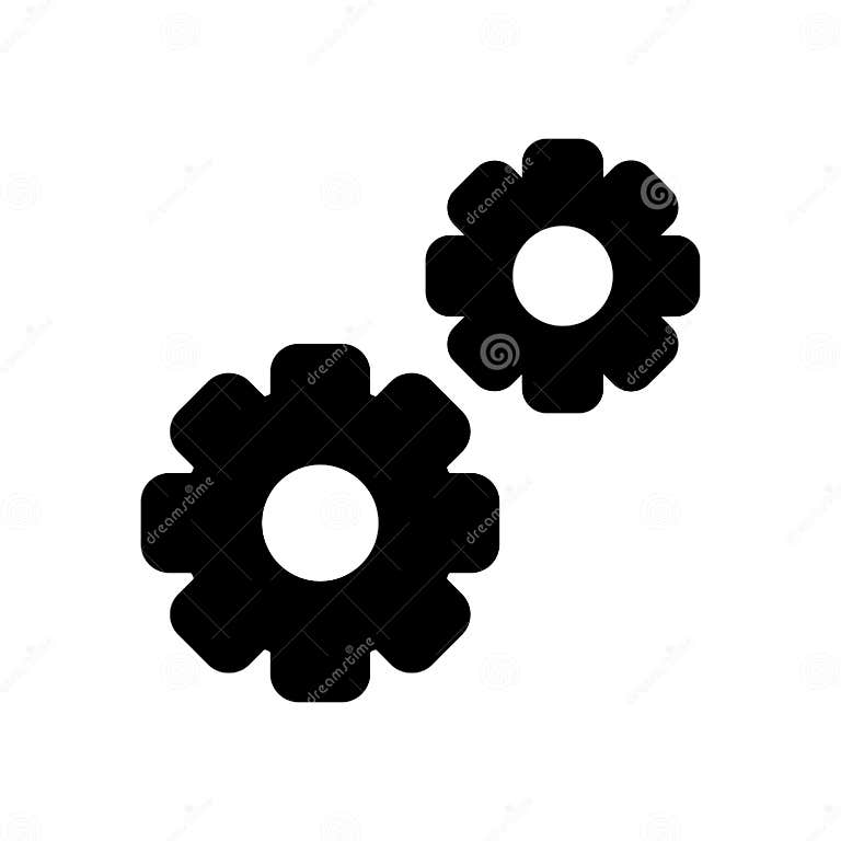 Gear Vector Icon. Two Gears Illustration. Solid Linear Icon Stock ...