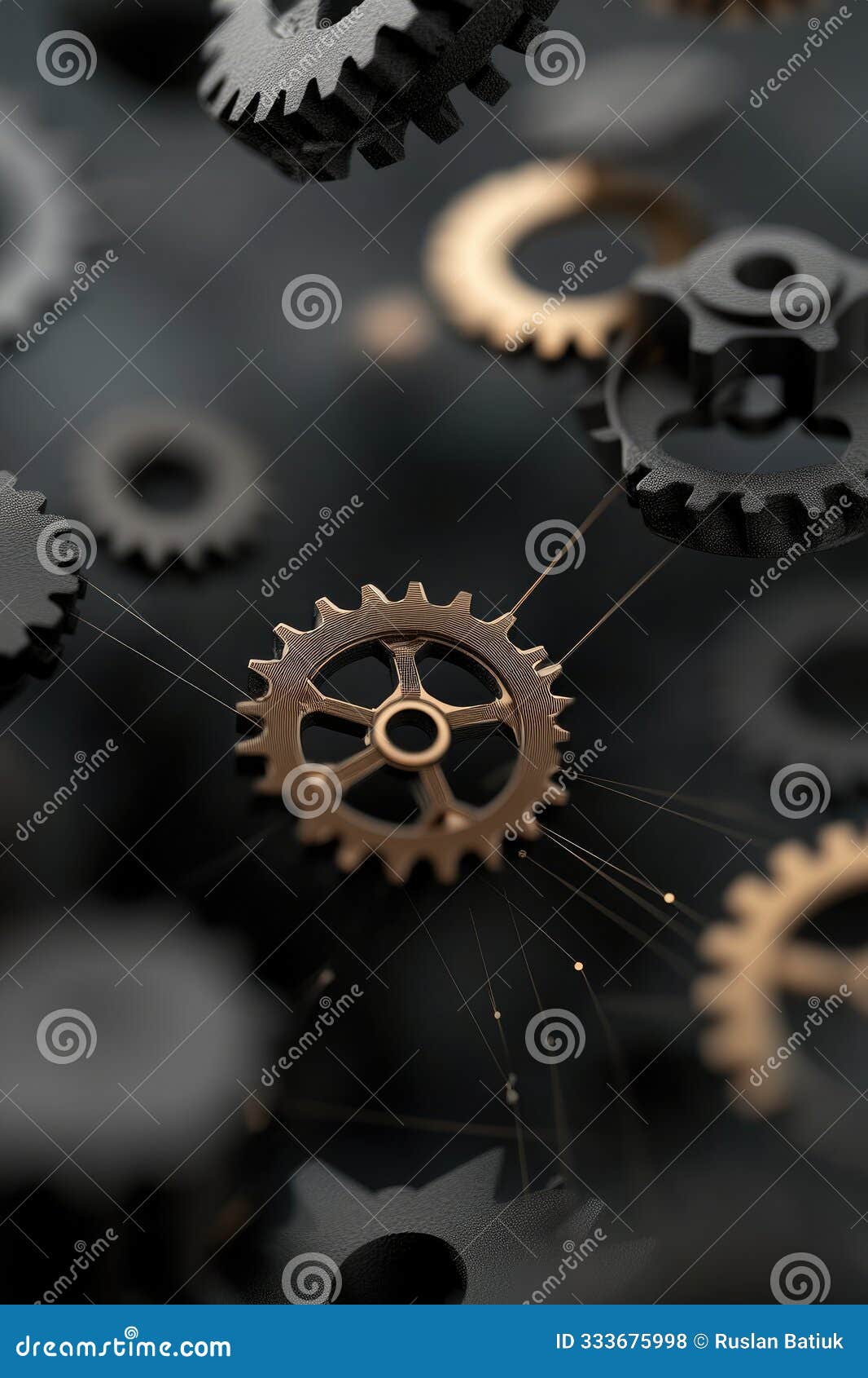 Gear Visualization: Mechanical Gear System Interconnected Lines and ...