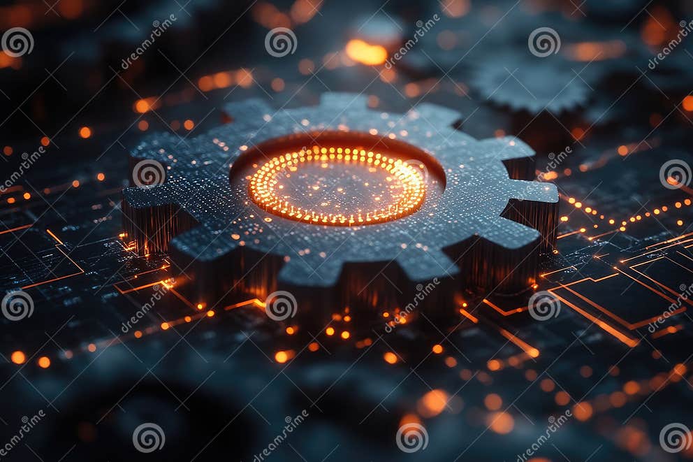Gear Visualization: Mechanical Gear System Interconnected Lines and ...
