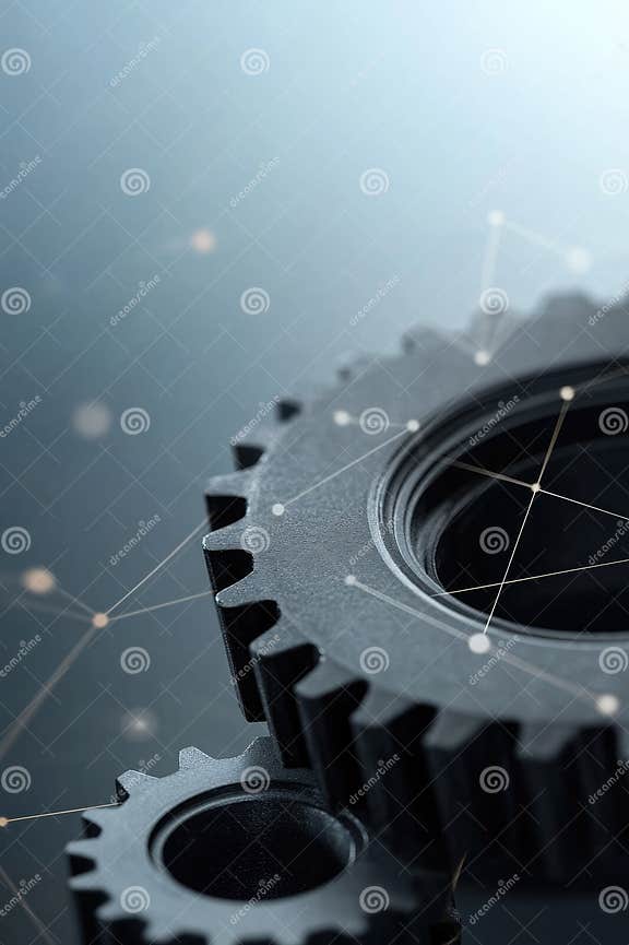Gear Visualization: Mechanical Gear System Interconnected Lines and ...