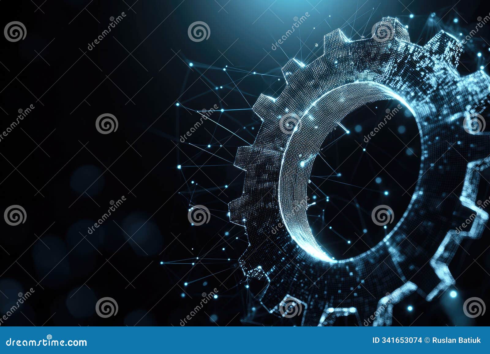 Gear Visualization: Mechanical Gear System Interconnected Lines and ...