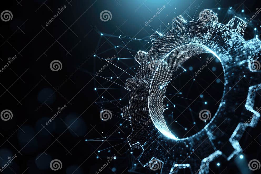 Gear Visualization: Mechanical Gear System Interconnected Lines and ...