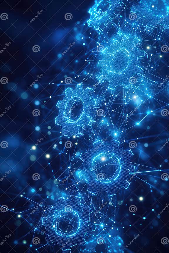 Gear Visualization: Mechanical Gear System Interconnected Lines and ...