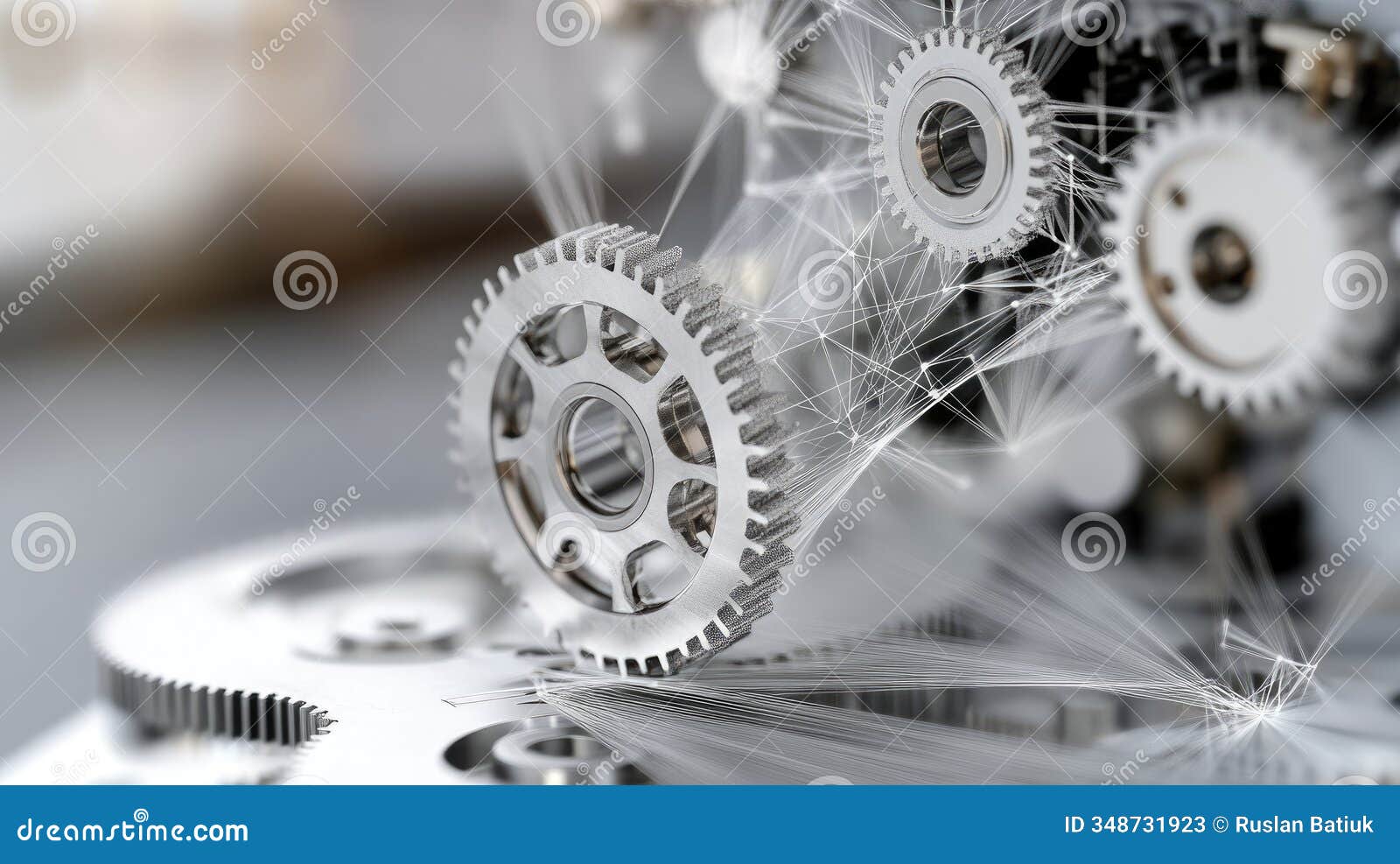 Gear Visualization: Mechanical Gear System Interconnected Lines and ...