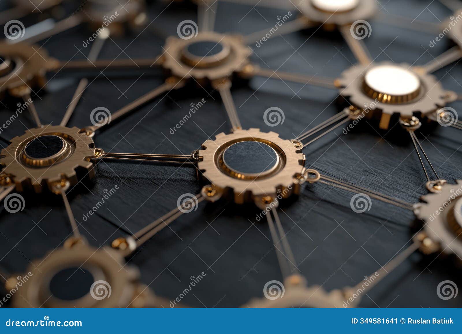 Gear Visualization: Mechanical Gear System Interconnected Lines and ...